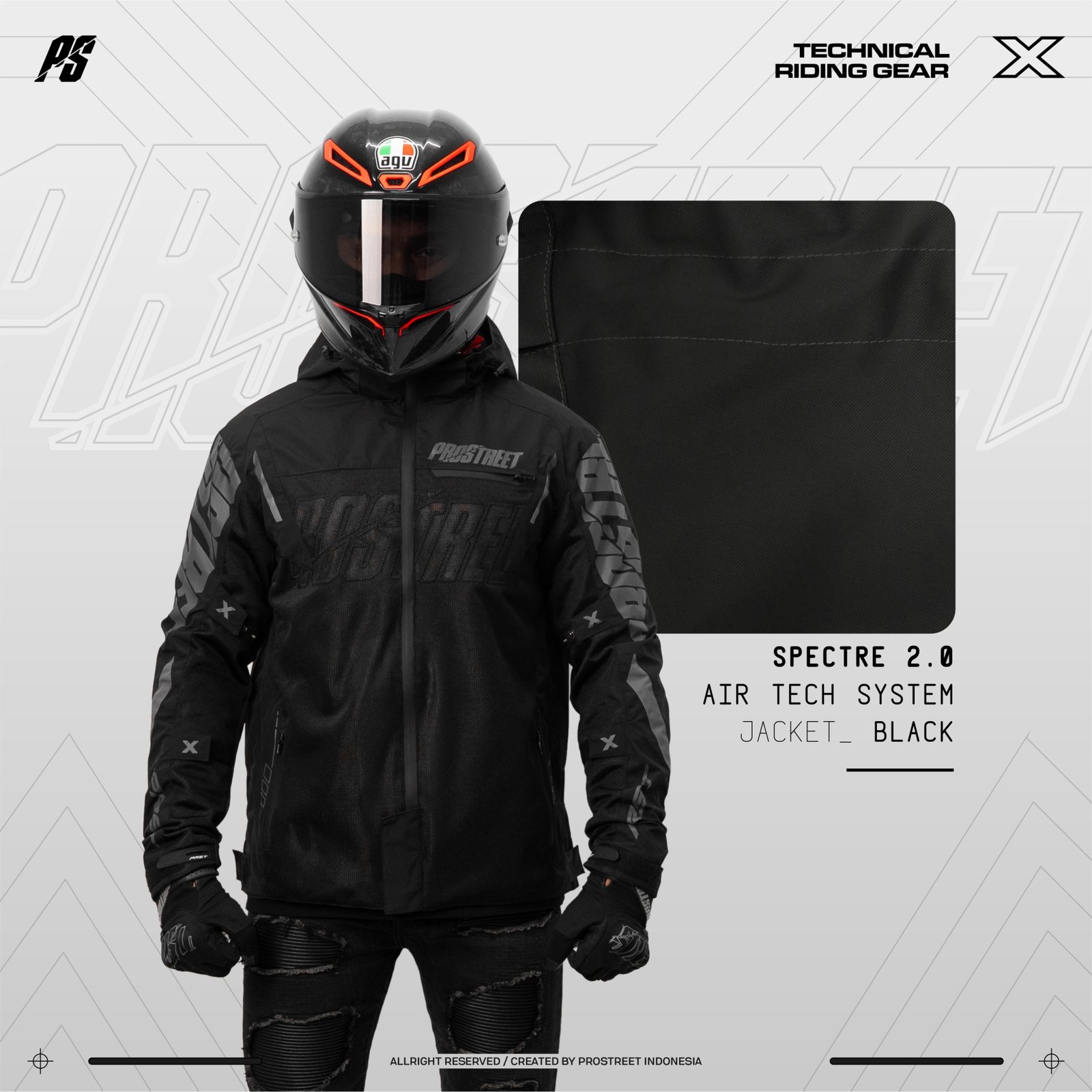 Prostreet Spectre Air Tech System V.2 Black Motorcycle Jacket - Prostreet