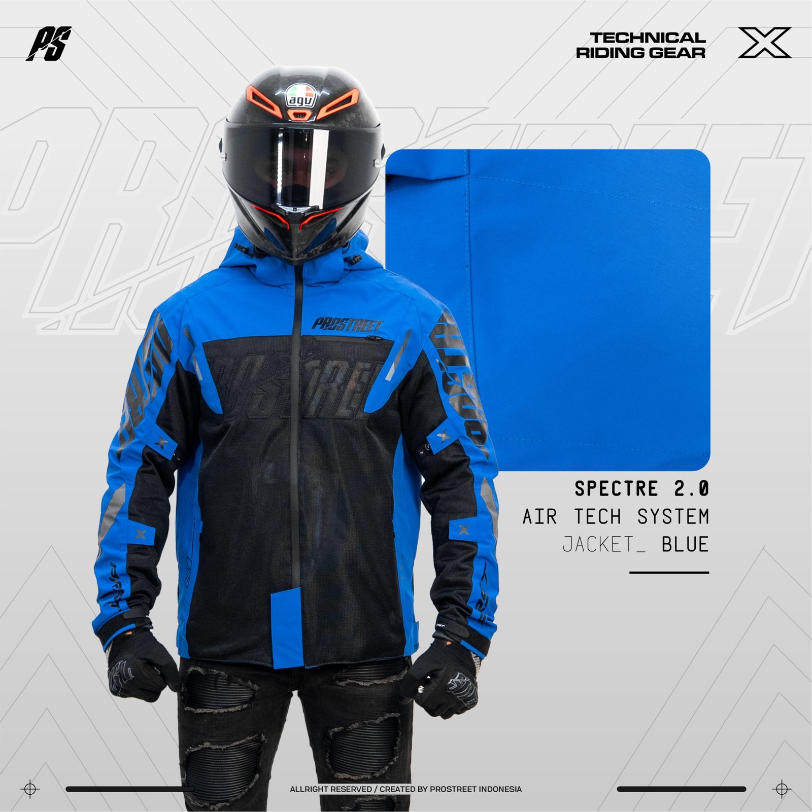 Prostreet Spectre Air Tech System V.2 Blue Motorcycle Jacket - Prostreet